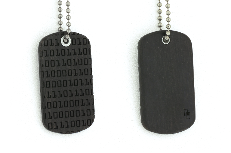 Binary Code Wood Dog Tag - Custom - Made in USA | Omerica Organic